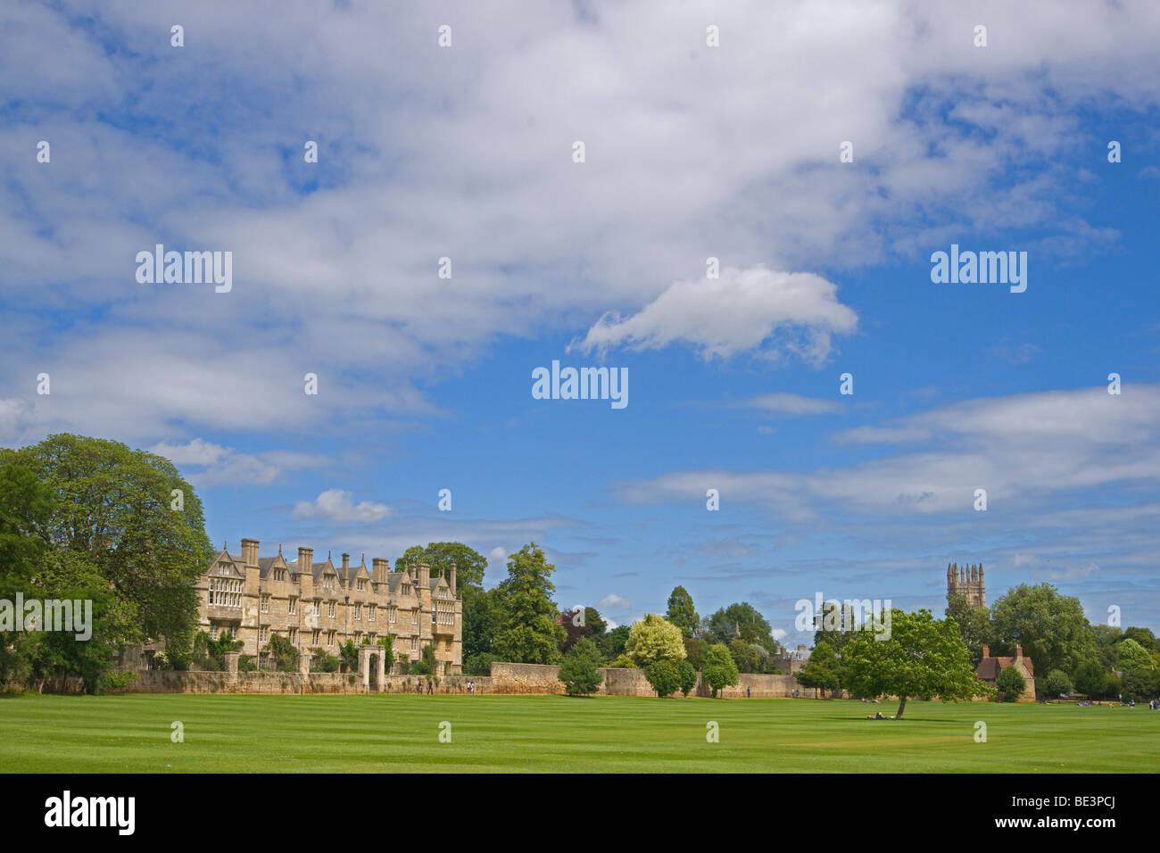 Merton College from Meadow, Oxford University, Cotswolds, England, July ...