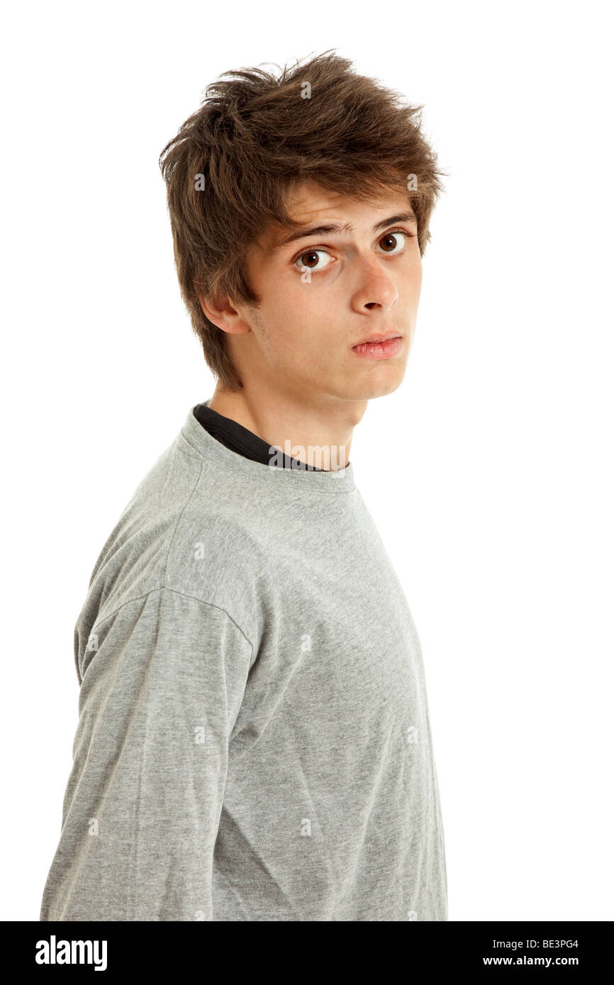 young casual man looking, isolated on white Stock Photo - Alamy