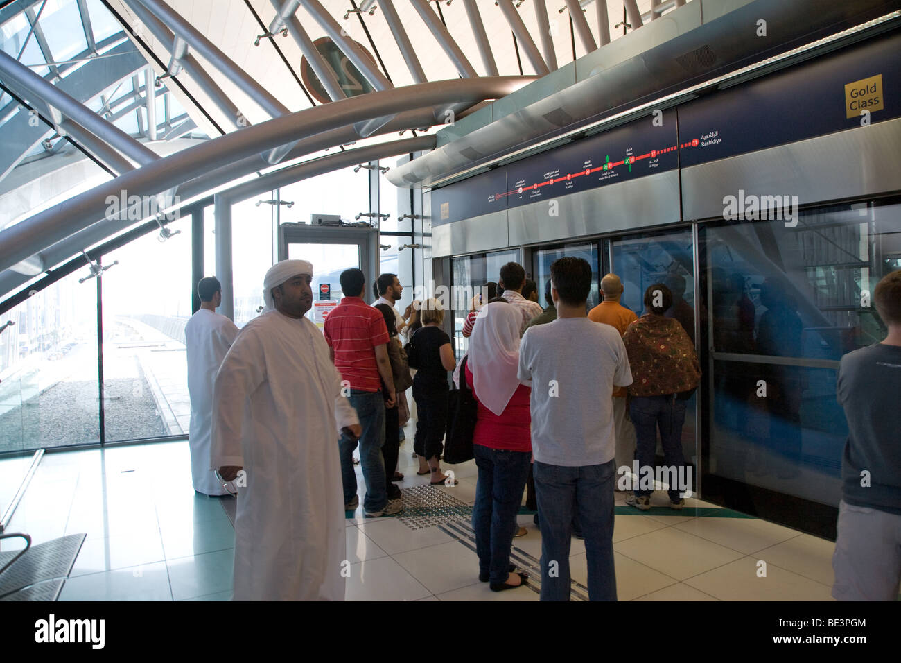 Dubai Metro line train station interior exterior Stock Photo - Alamy
