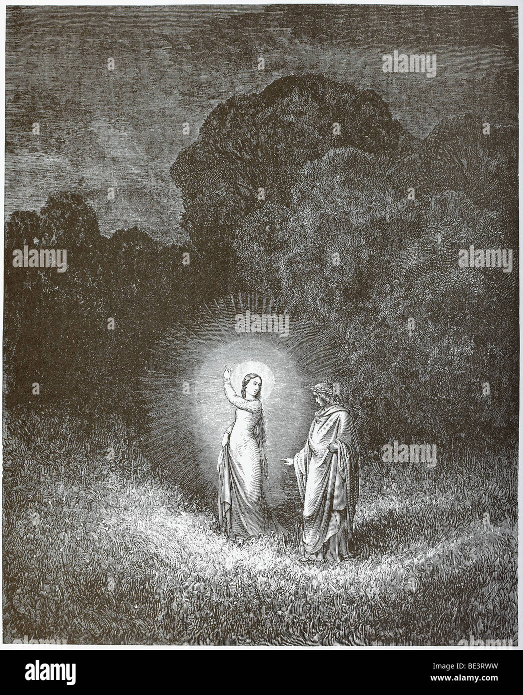 Gustave Dore's Illustration 'Beatrice and Virgil' from Dante's Divine ...