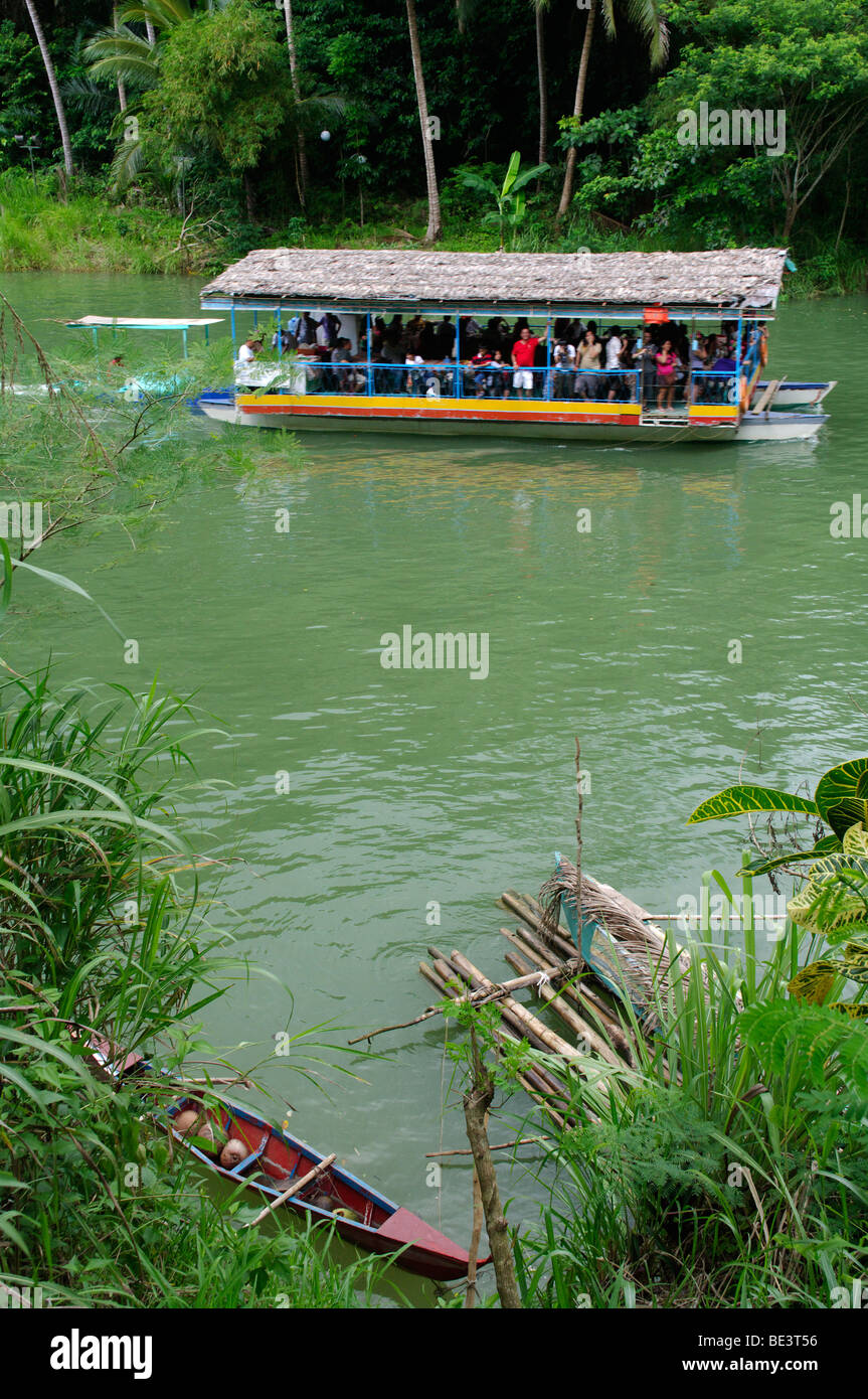 Floating restaurant, Loboc River, Bohol, The Visayas, Philippines Stock ...