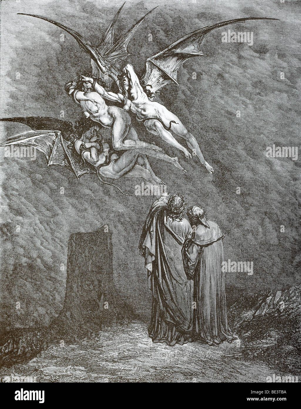 Gustave Dore's Illustration 'The Erinnys' from Dante's Divine Comedy ...