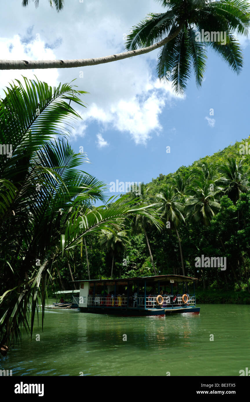 Floating restaurant, Loboc River, Bohol, The Visayas, Philippines Stock ...