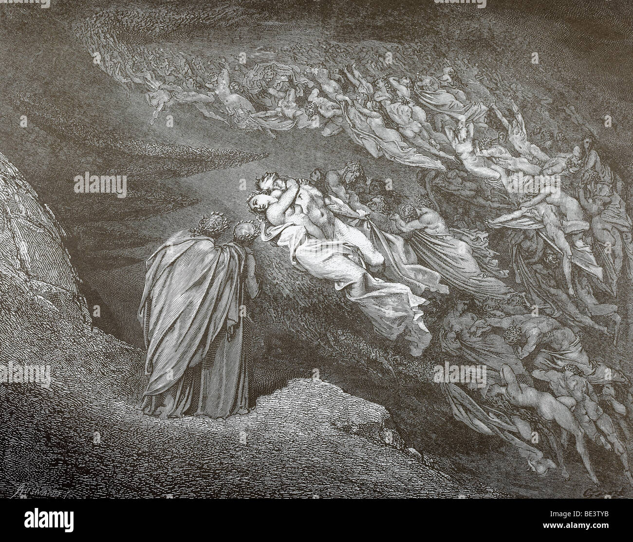 Gustave Dore's Illustration 'Paolo and Francesca' from Dante's Divine ...