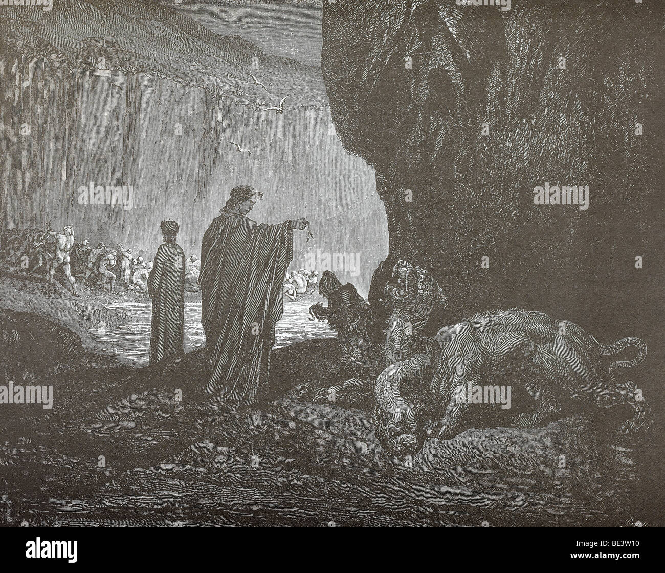 Gustave Dore's Illustration 'Cerberus' from Dante's Divine Comedy Stock ...
