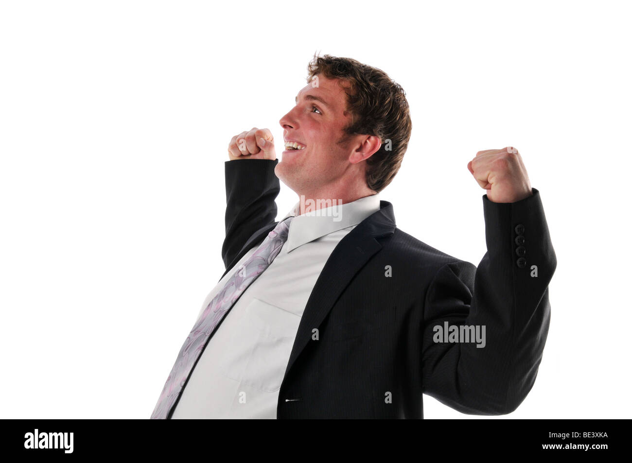 Young businessman celebrating isolated on a white background Stock ...