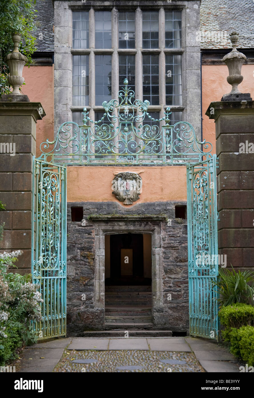 The entrance to the Town Hall or Hercules Hall, Portmeirion, Gwynedd ...