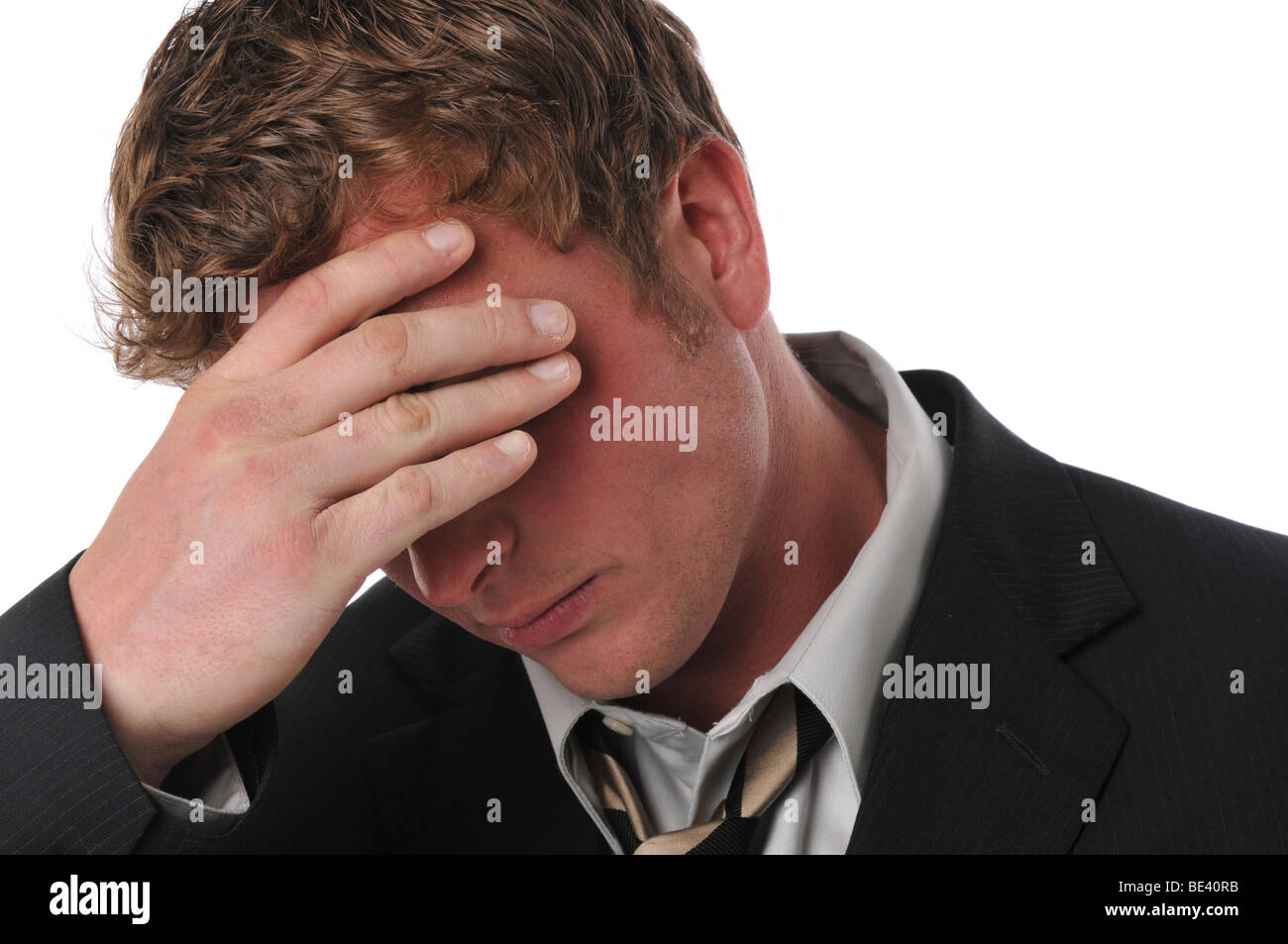 Businessman showing stress isolated against a white background Stock ...
