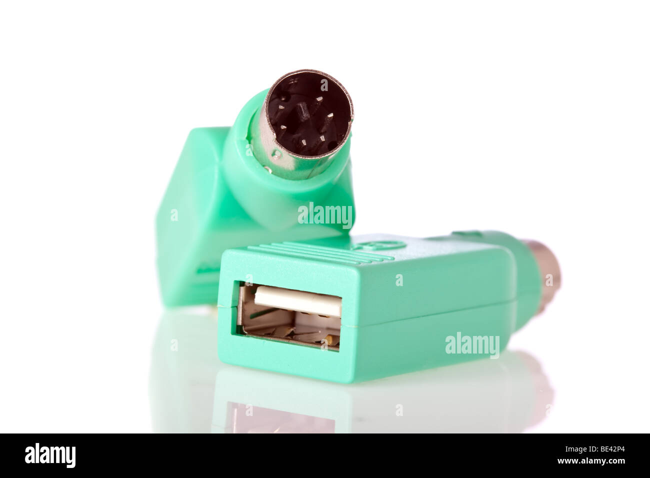 USB to PS2 plug adaptor isolated on white background Stock Photo - Alamy