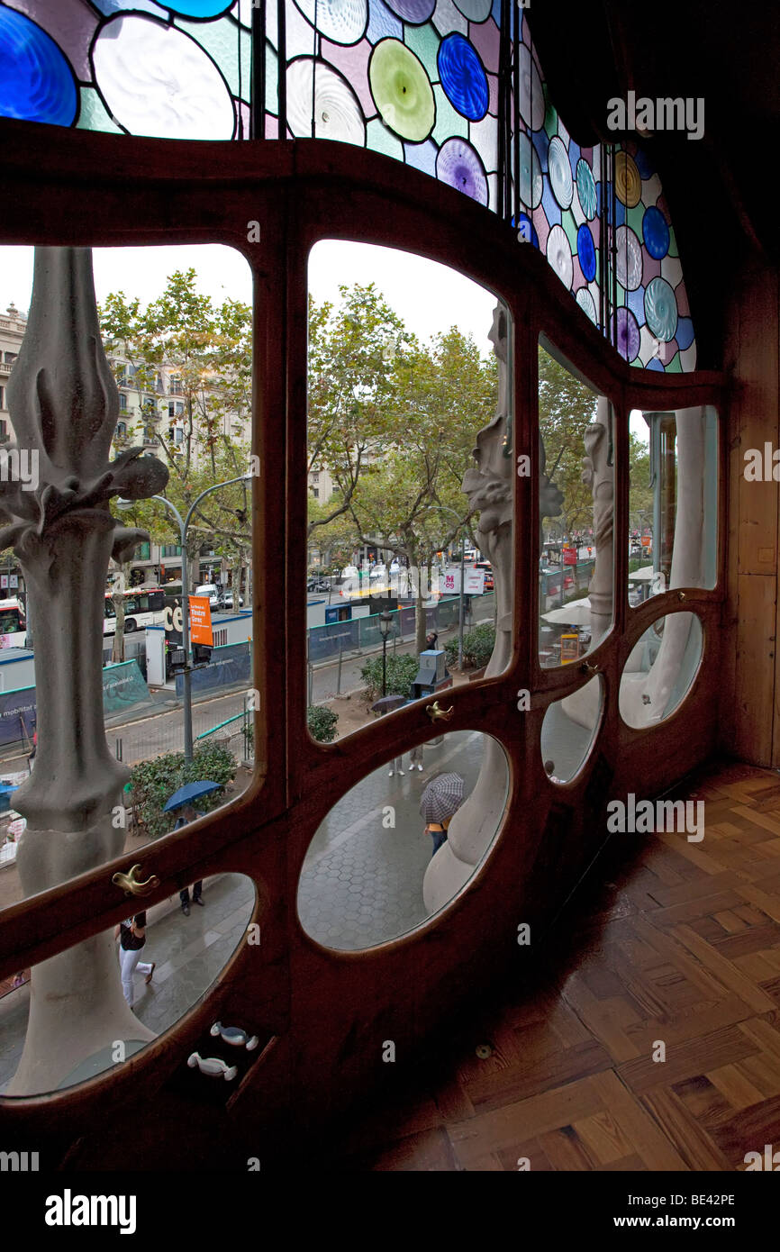 Barcelona Gaudi Casa Batllo main drawing room window view Stock Photo ...