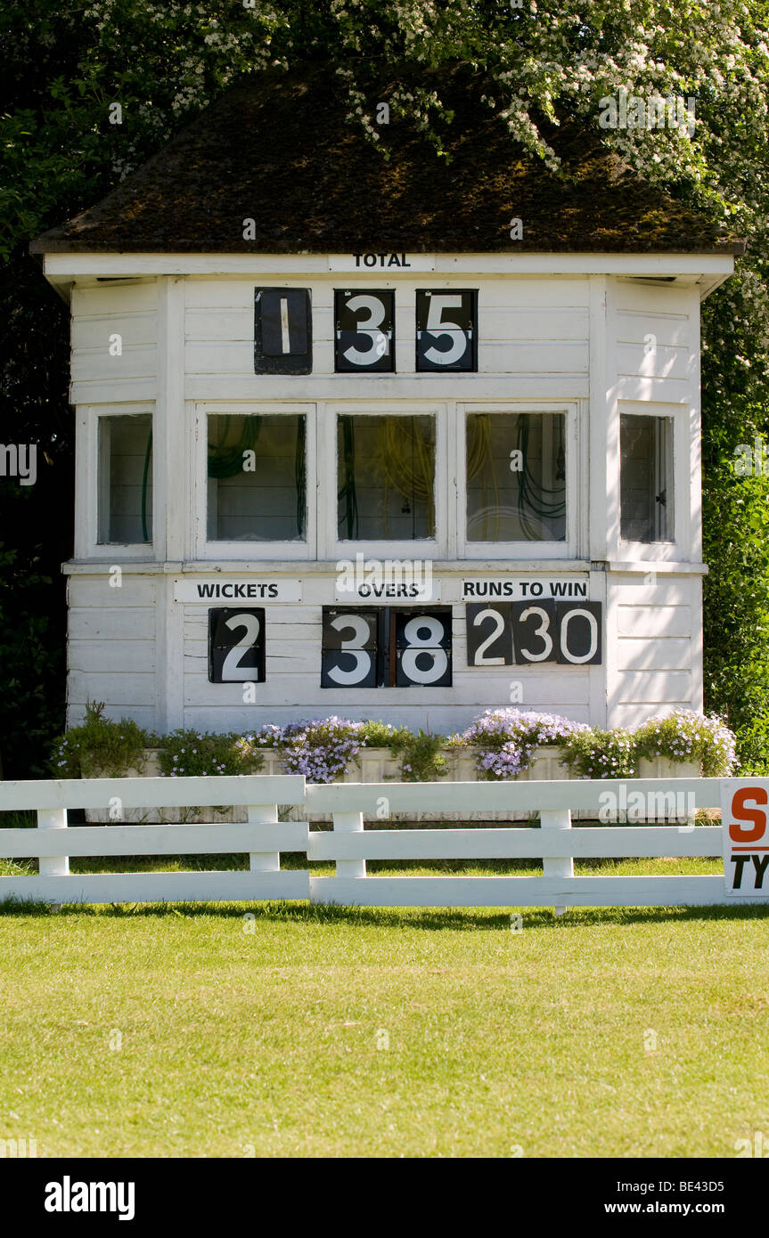 The score board at the village cricket ground in Feckenham ...