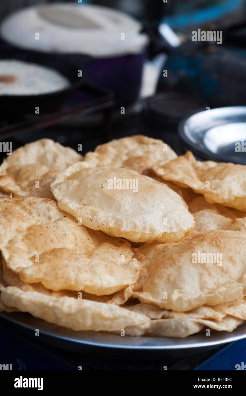 Indian fried puri bread hi-res stock photography and images - Alamy