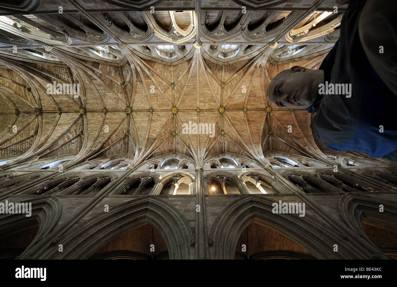 A visitor looks over the magnificent interior of Worcester Cathedral in ...