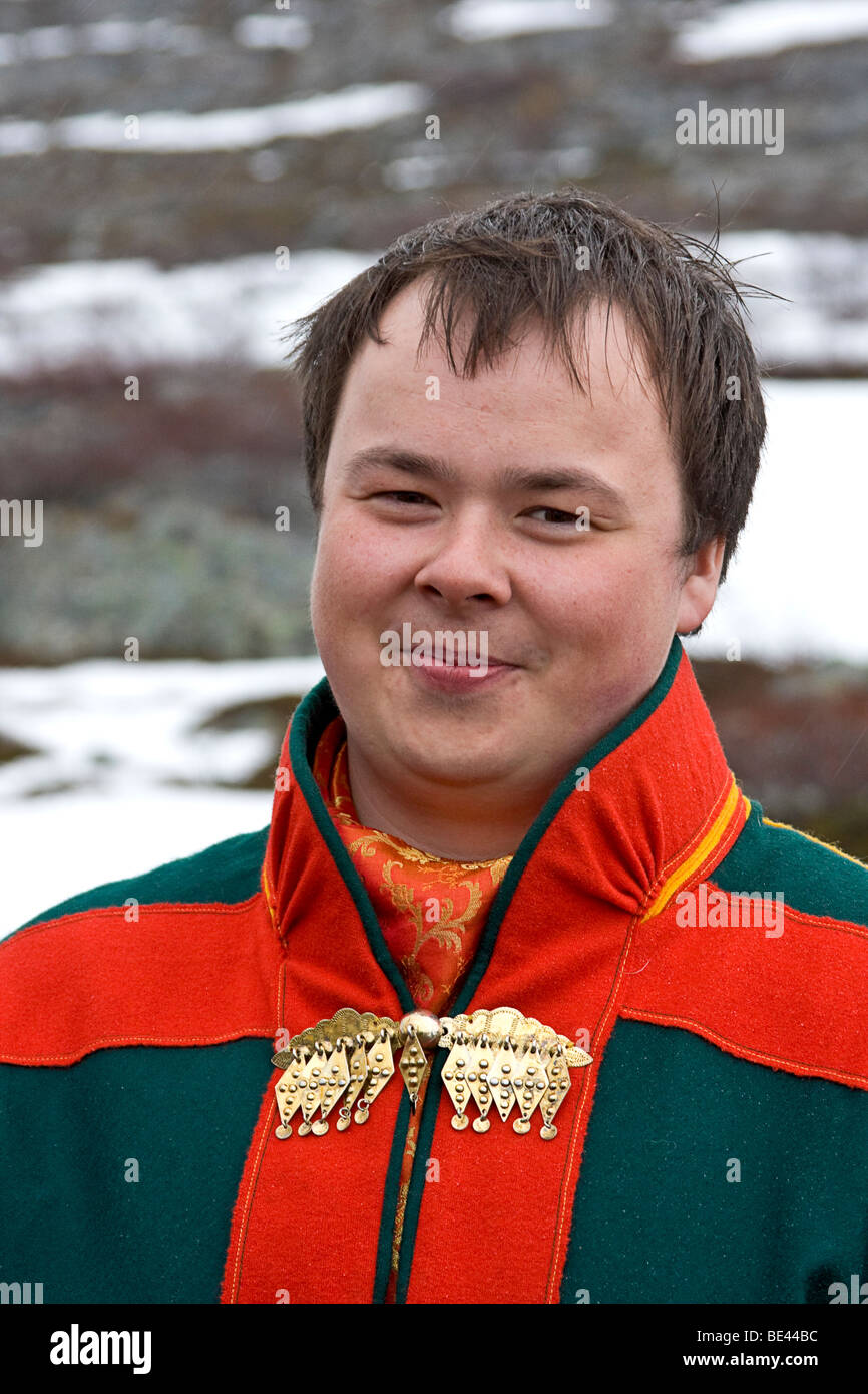 Young Sami man in traditional clothing talks about the life of his ...