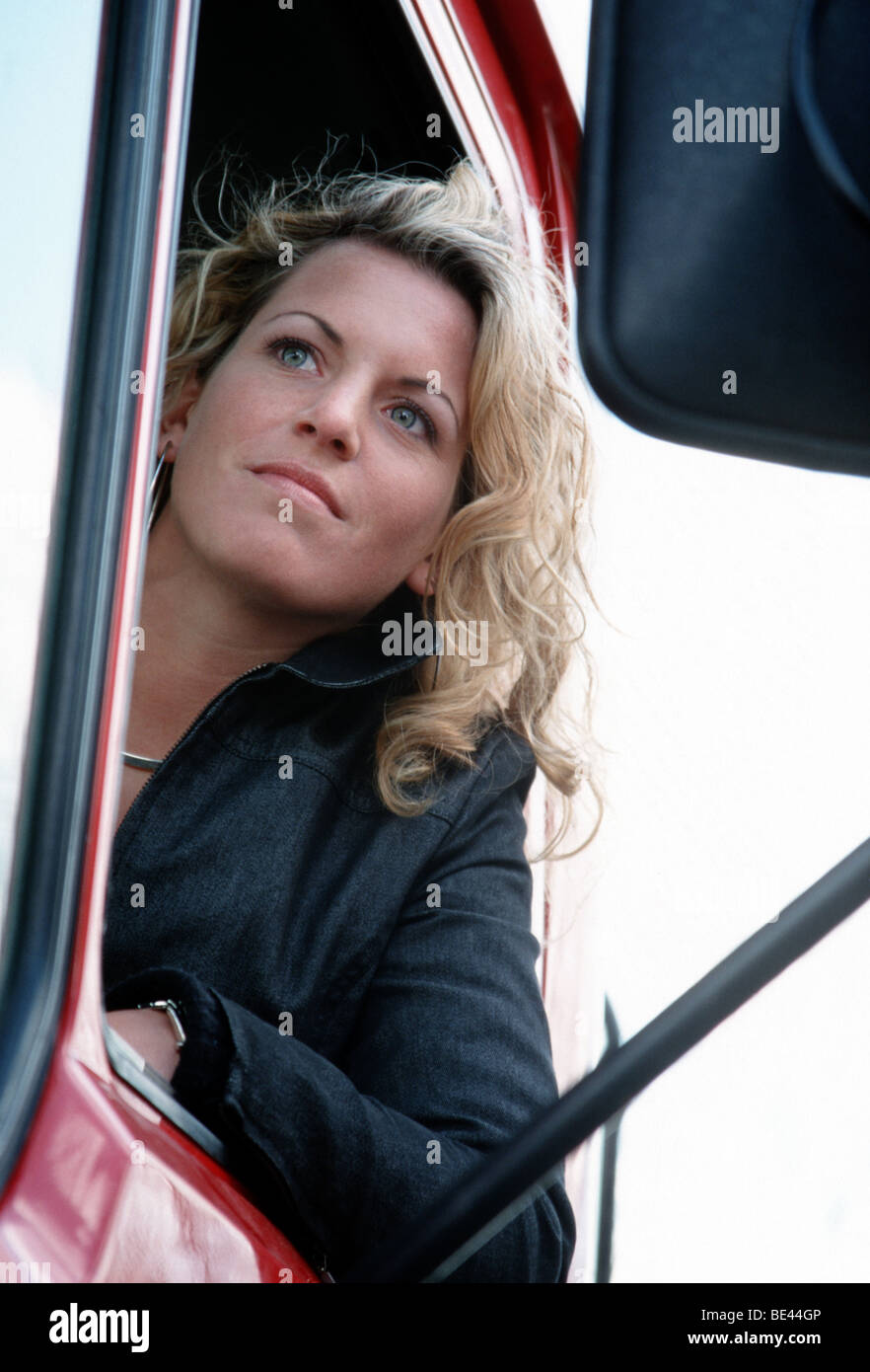 Lady truck driver Stock Photo - Alamy