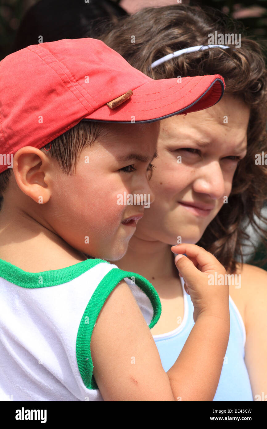 Woman with child in her arms. Coper, Boyacá, Colombia, South America Stock Photo - Alamy