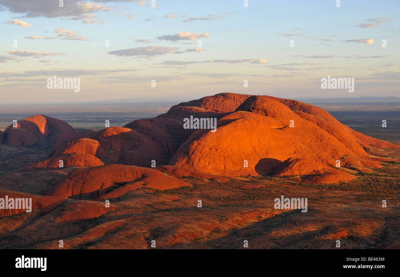 Aerial view of Kata Tjuta, The Olgas at sunset, Uluru-Kata Tjuta ...