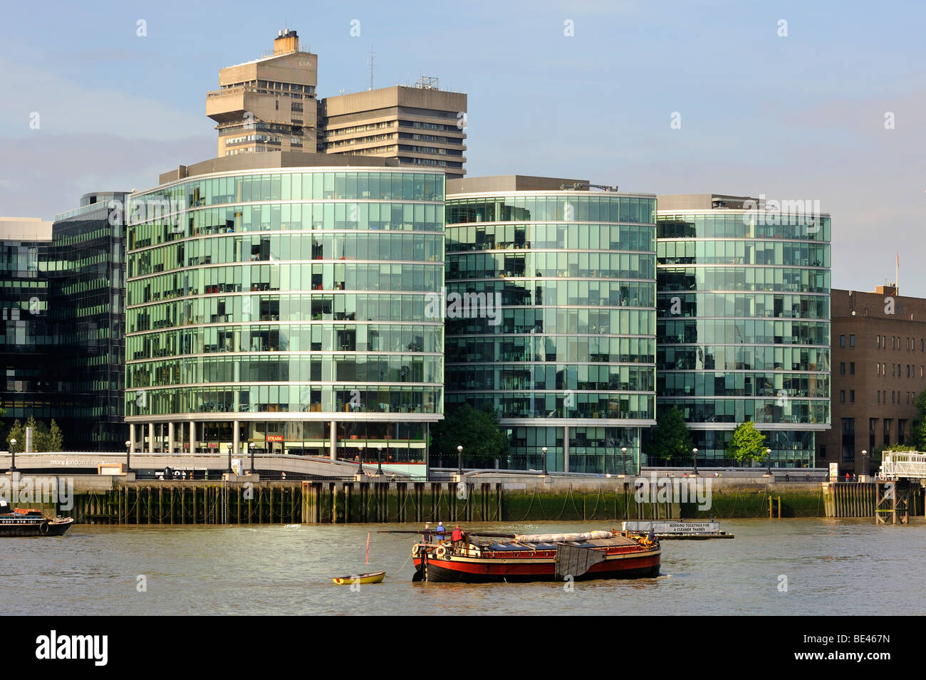 Modern office building on the south bank of the River Thames, London ...