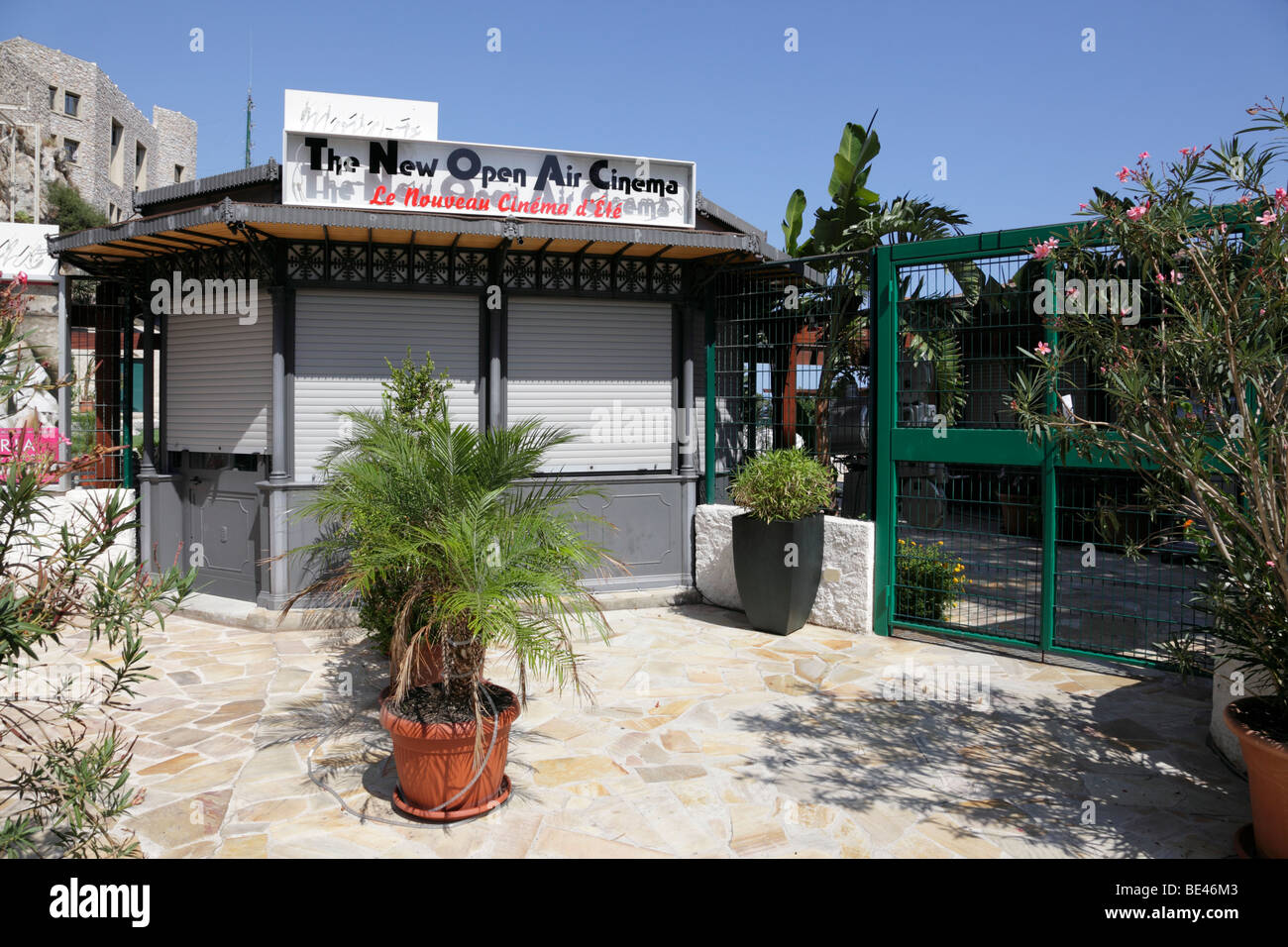 entrance to the new open air cinema showing films during the summer ...