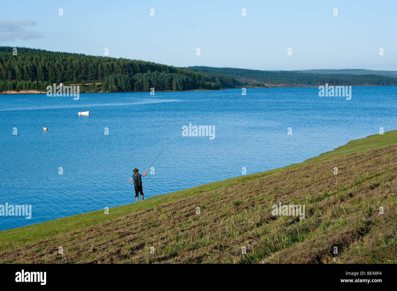 Fly fishing on Kielder water Stock Photo - Alamy