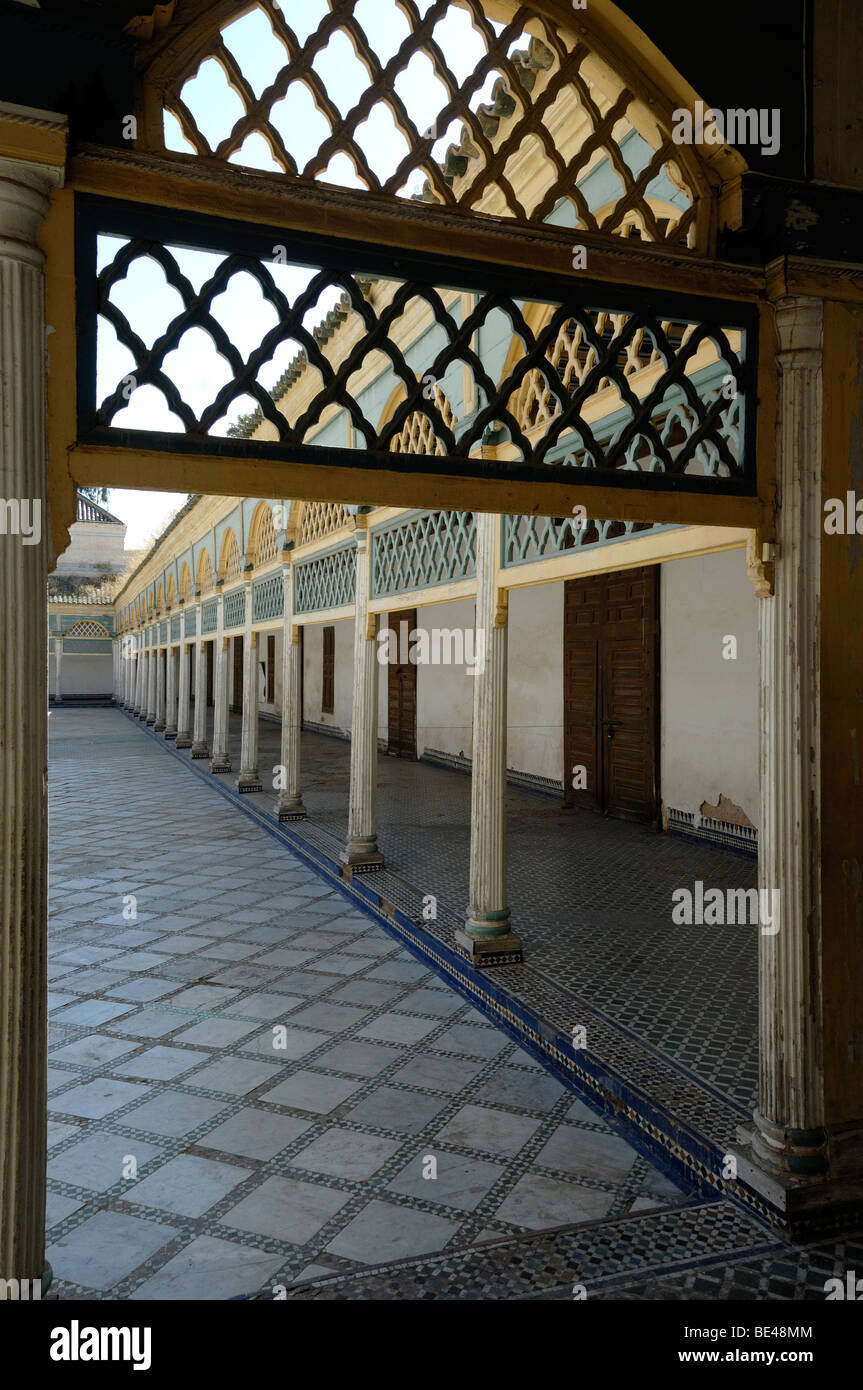 Courtyard and Covered Walkway Bahia Palace Marrakesh Morocco Stock ...