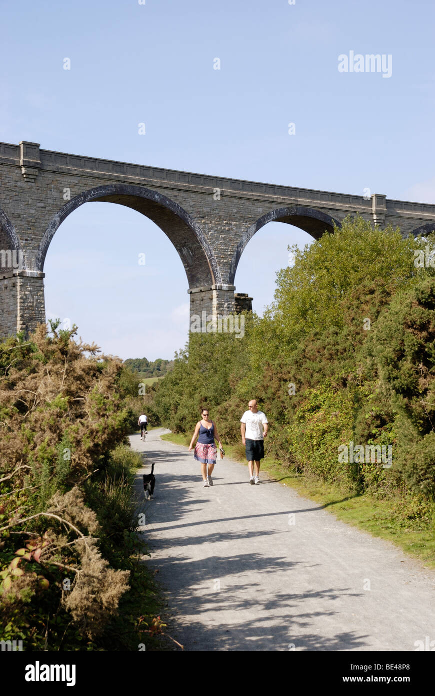 Walkers on Bissoe Trail, under Carnon Viaduct Stock Photo - Alamy