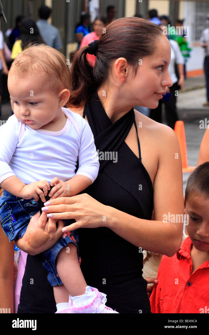 Woman with child in her arms. Coper, Boyacá, Colombia, South America Stock Photo - Alamy