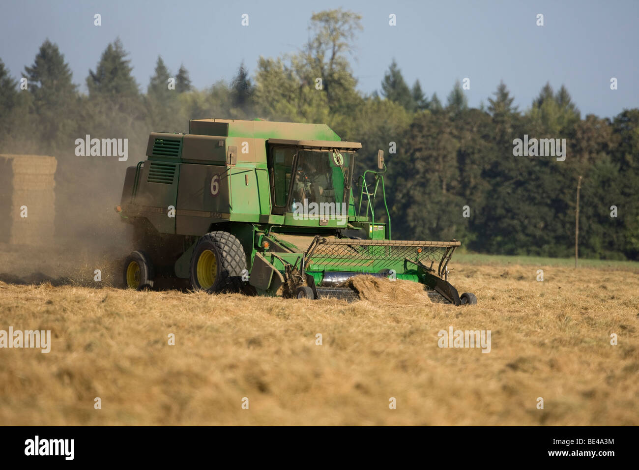 Harvesting Hay in August - Oregon - USA - Making bales Stock Photo - Alamy