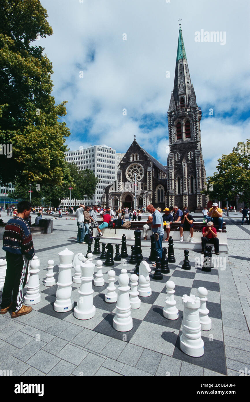 Christchurch new zealand cathedral square people hi-res stock ...