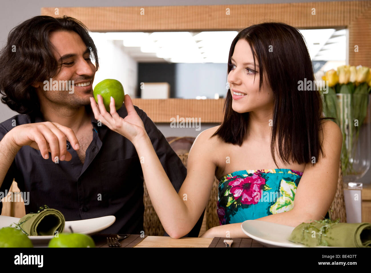 Old woman setting the table hi-res stock photography and images - Alamy