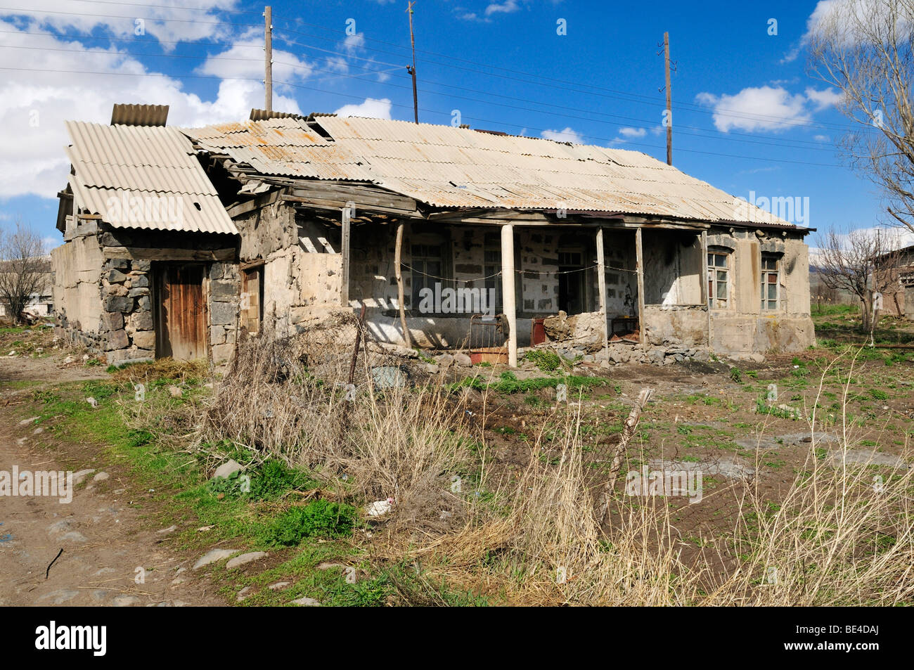 Old farmhouse in a poor mountain village near Sisian, Armenia, Asia ...