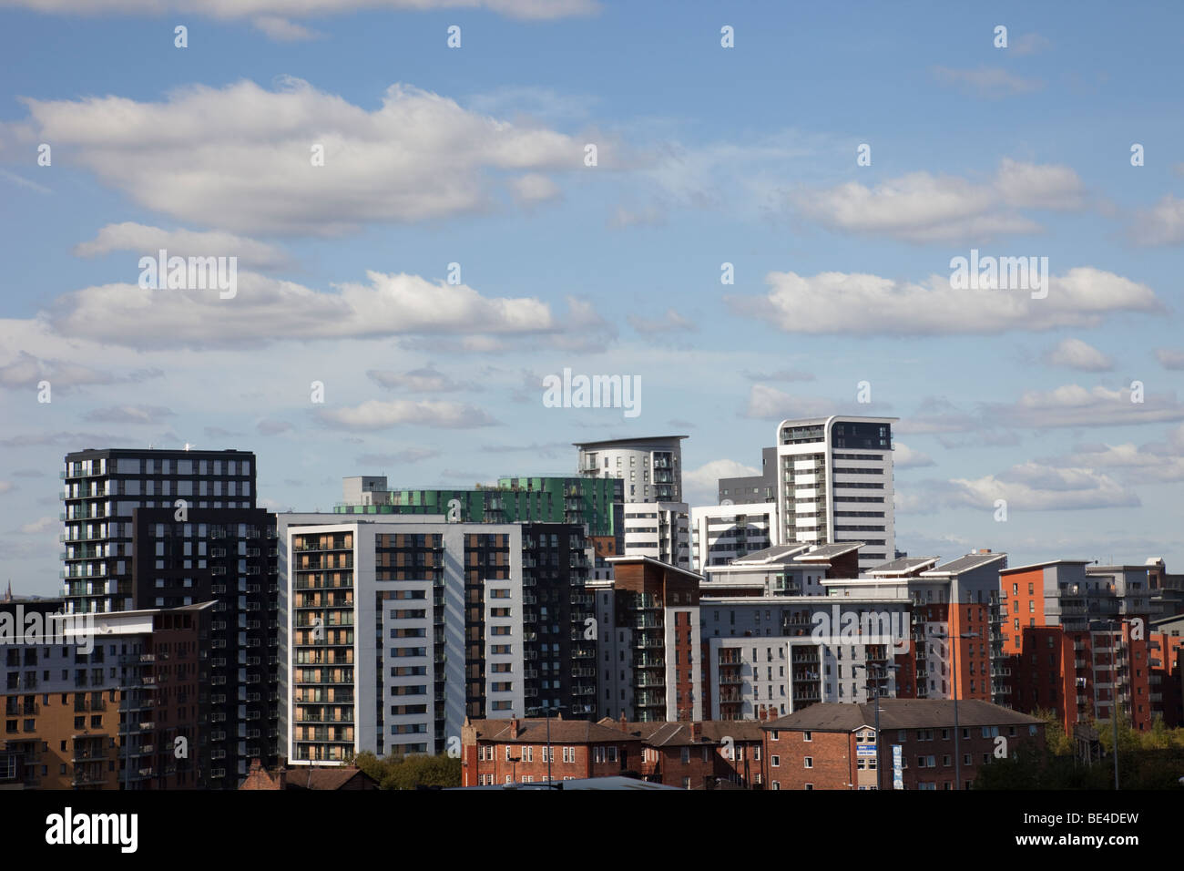 Manchester, England, UK, Europe. Modern high rise apartment blocks near ...