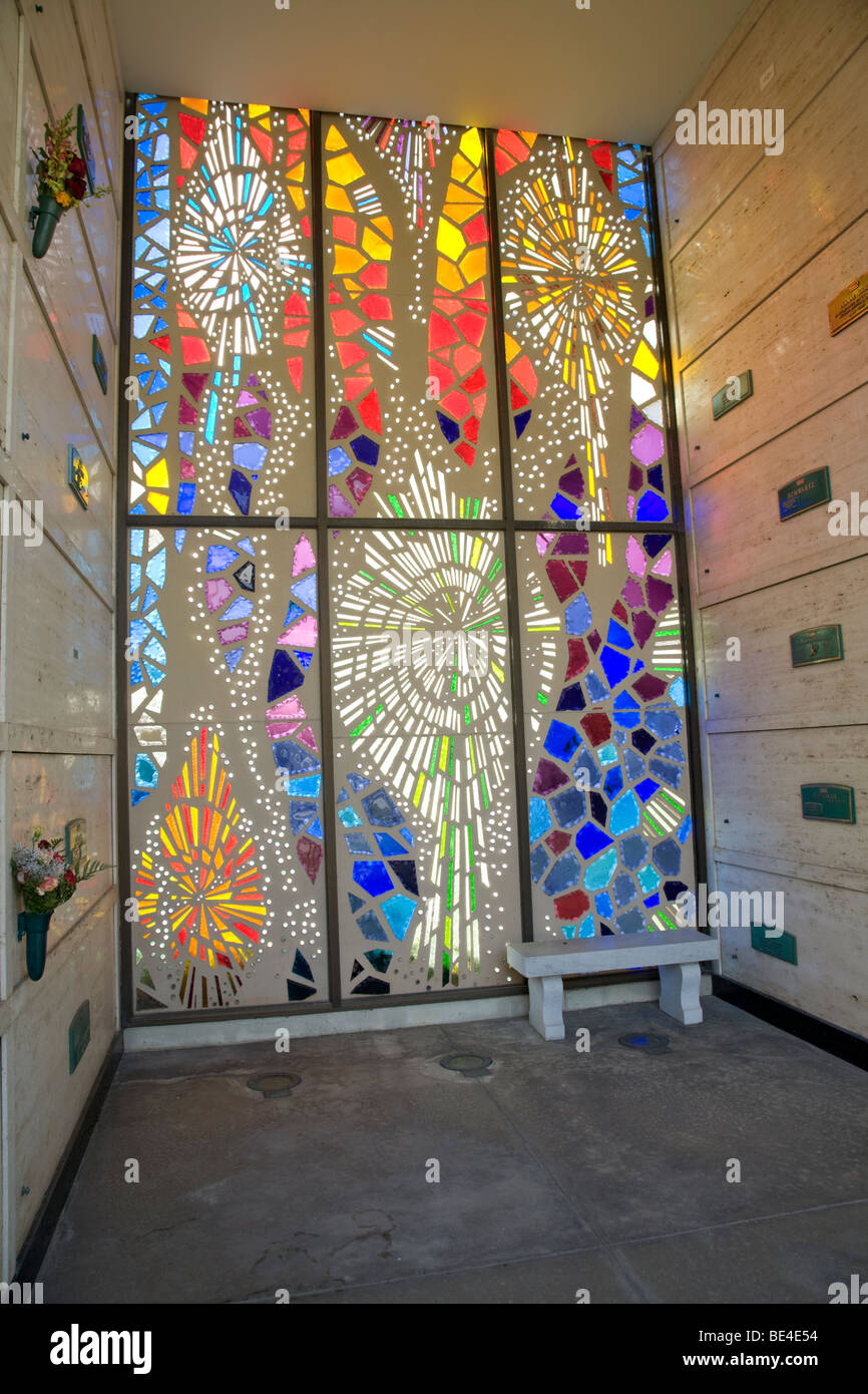 Stained Glass Window In Memorial Chapel Crypt Los Angeles Stock Photo ...