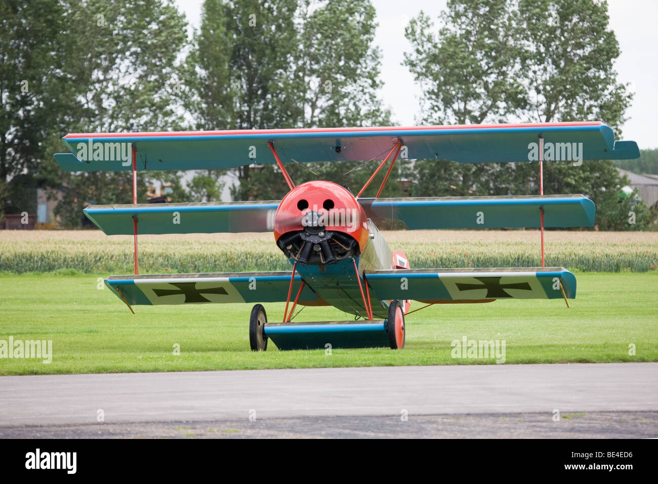 Fokker Dr1 Triplane replica G-BVGZ taxiing at Breighton Airfield Stock ...