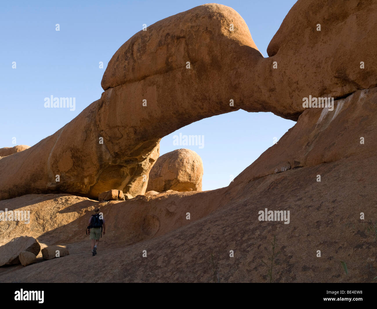 Granite bridge at the Spitzkoppe mountain, Namibia, Africa Stock Photo ...