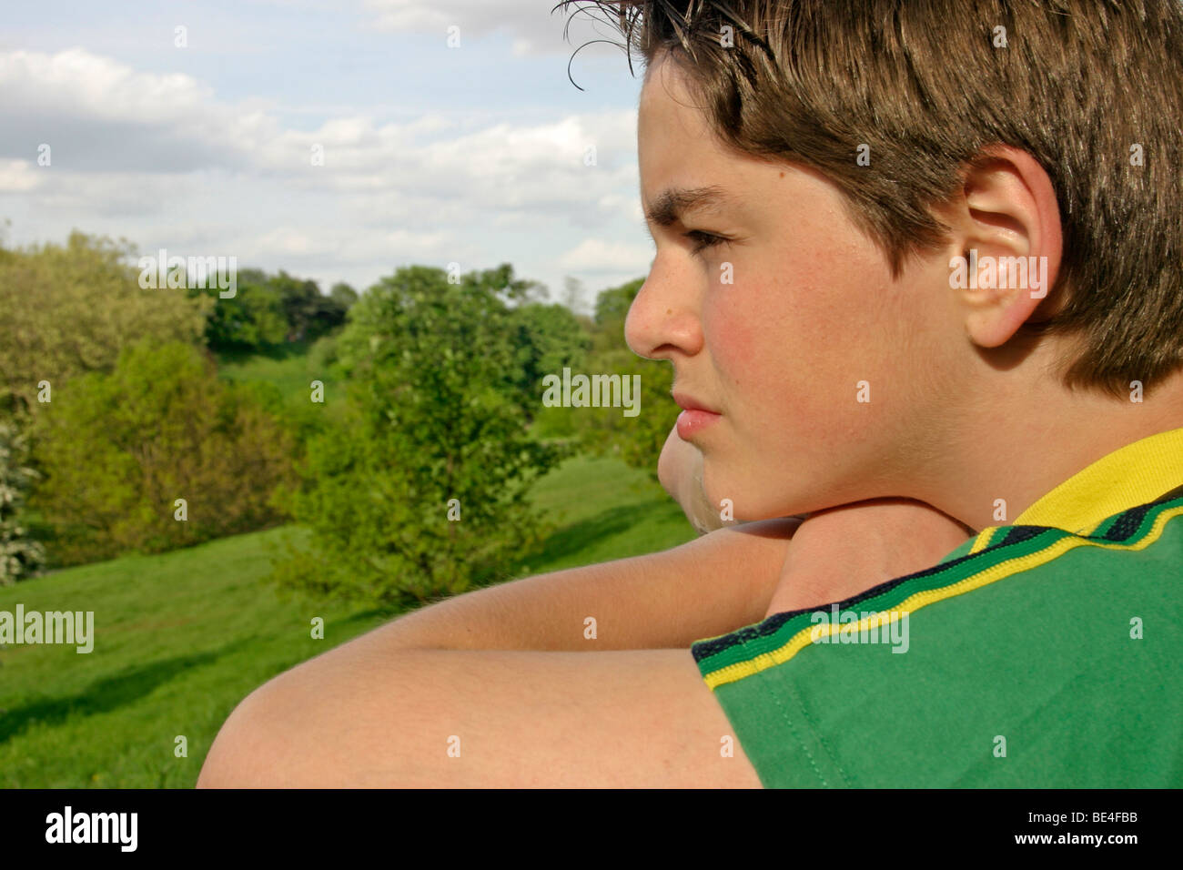 portrait of a young boy absorbed in thought Stock Photo - Alamy