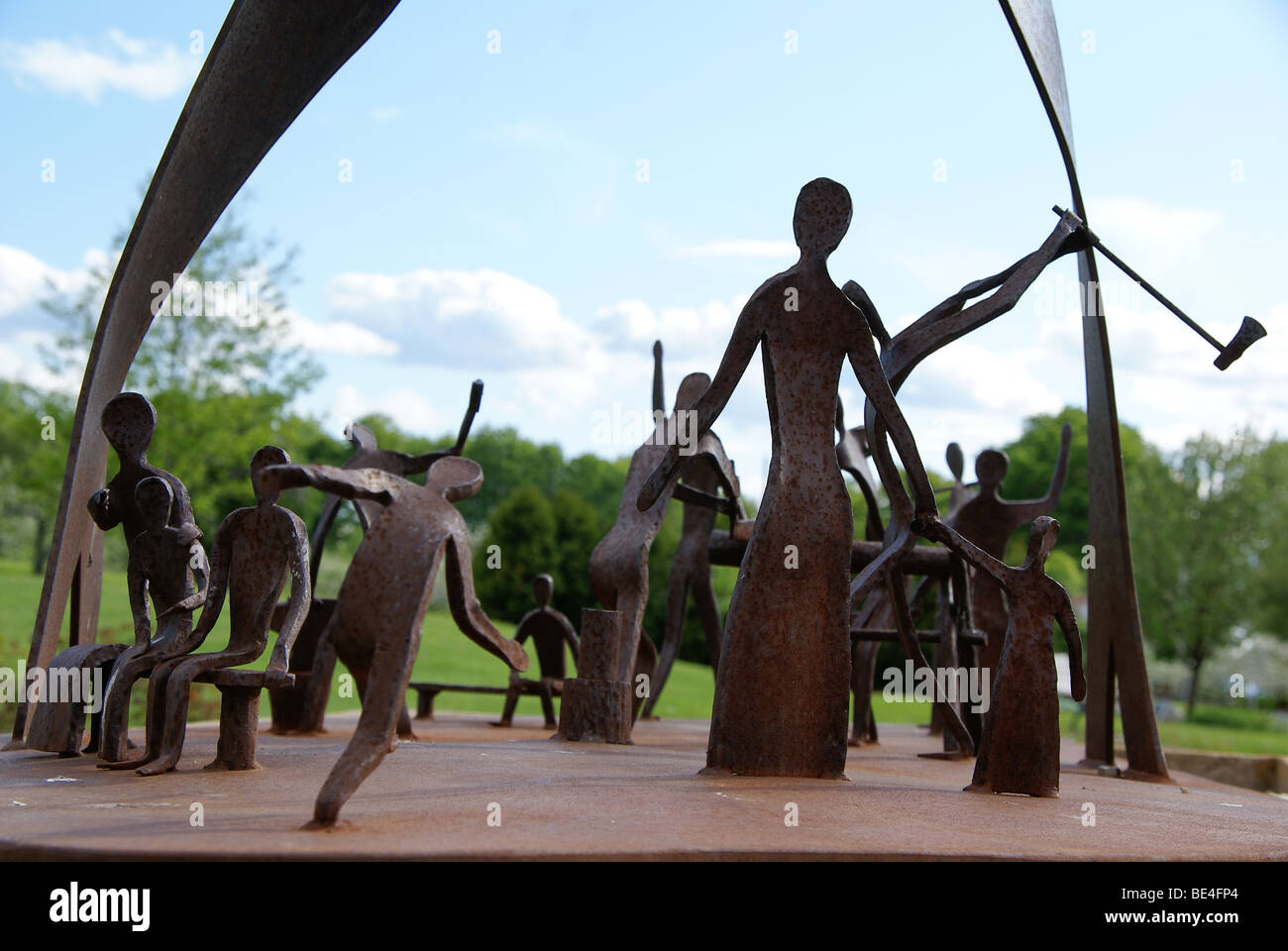 Mini sculptures made of metal in a park art exhibit Stock Photo - Alamy