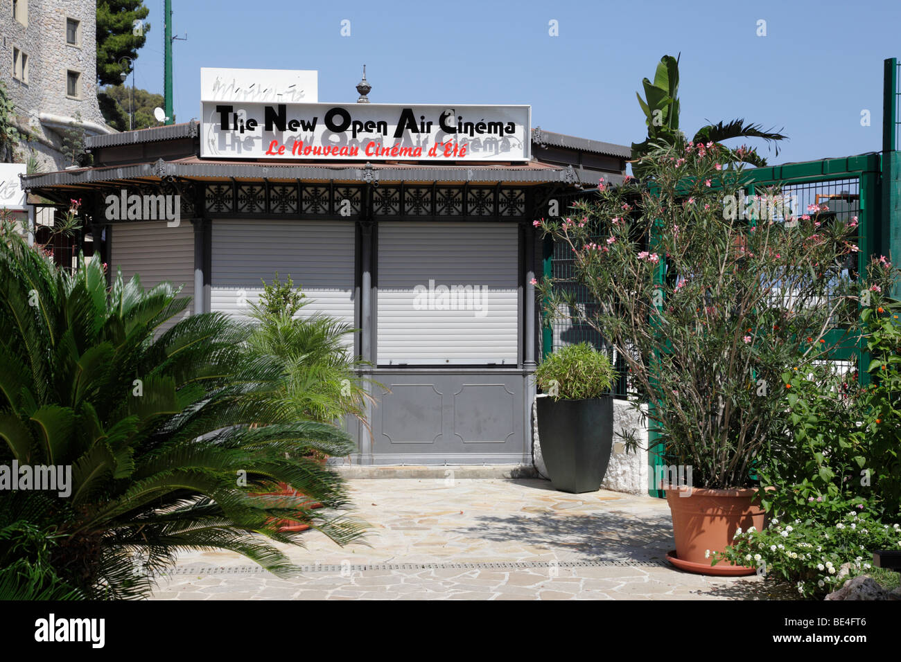 entrance to the new open air cinema showing films during the summer ...