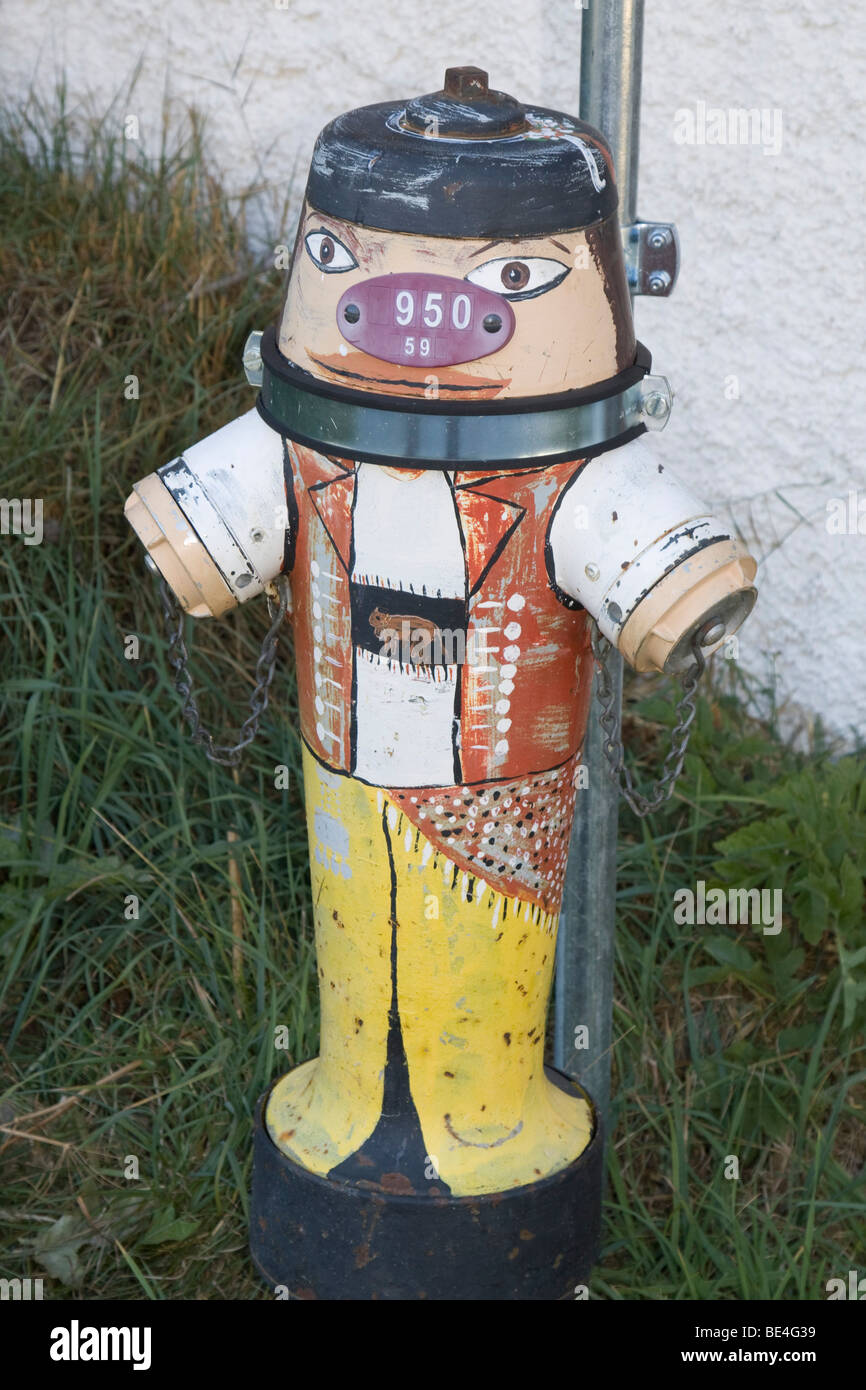Saas Fee fire hydrant Swiss Alps Switzerland Europe Stock Photo - Alamy