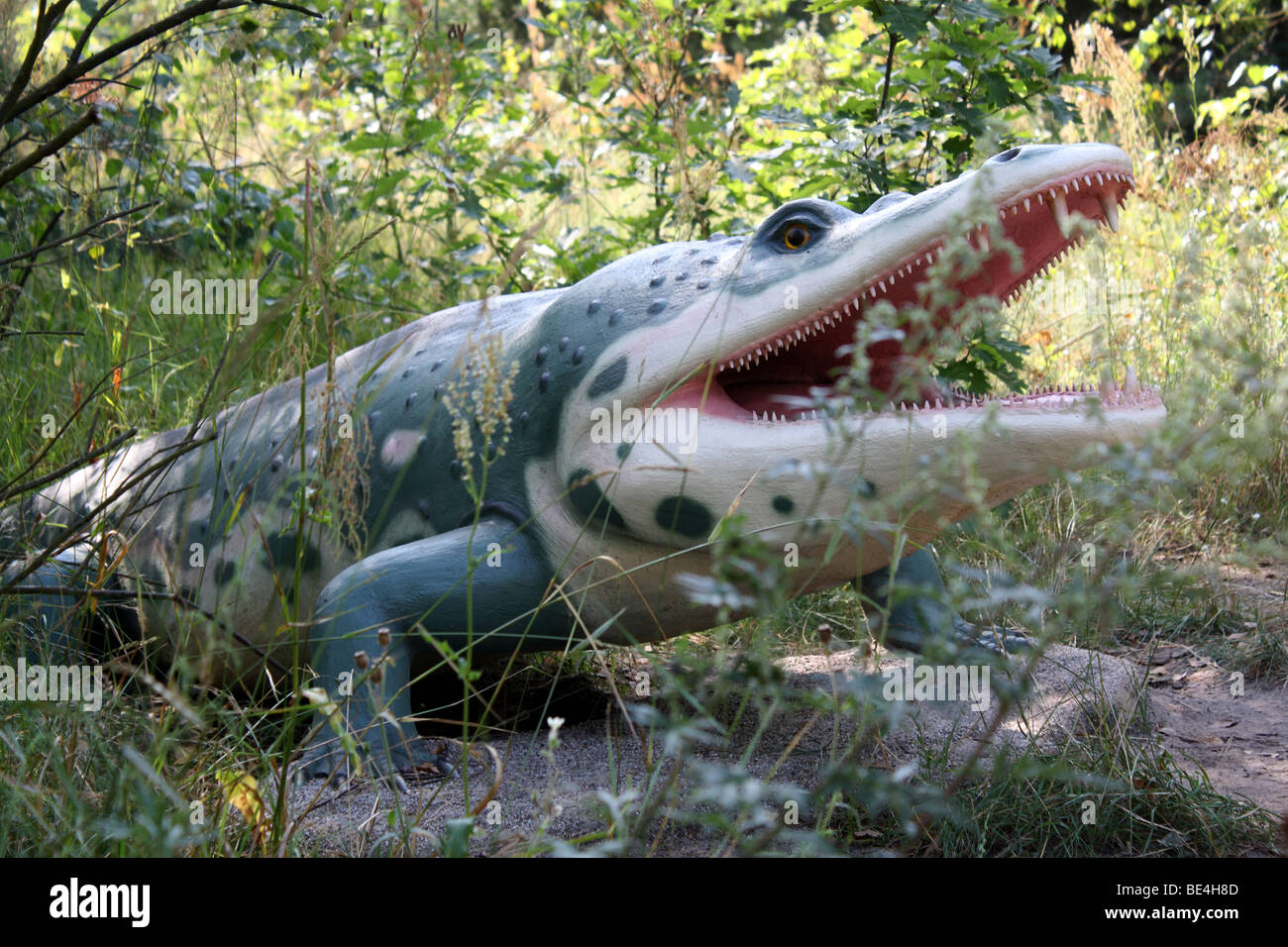 Prehistoric Park, Mastodonsaurus, real size replica, 2009 Stock Photo ...