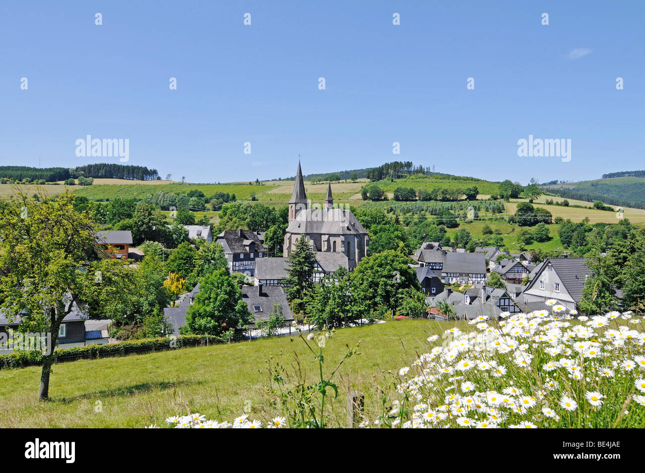 City overview, village, landscape, Assinghausen, Olsberg, Sauerland ...