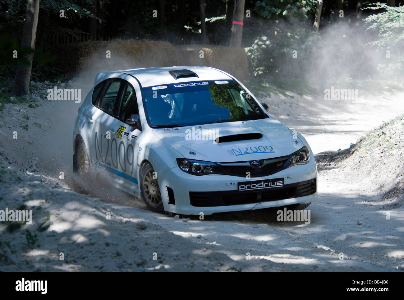 Prodrive 2009 Subaru Impreza Rally Car on the rally stage at THe ...