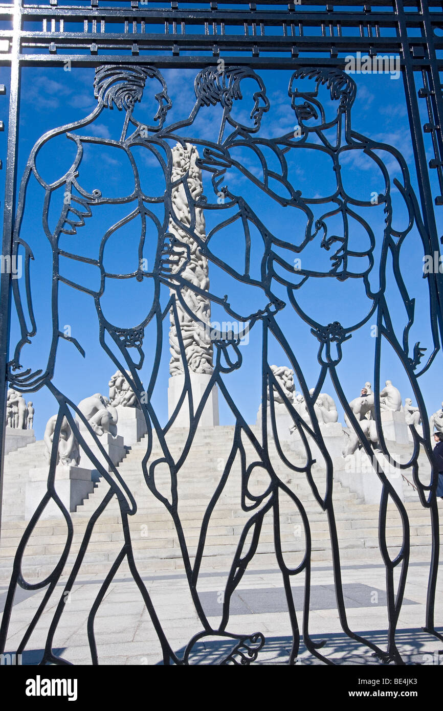 Metal gate at Vigeland Sculpture Park in Frogner Park, Oslo, Norway ...