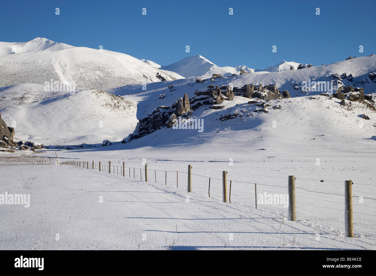 Farmland, Fenceline, Limestone Tors and Snow, Castle Hill, Arthur's ...