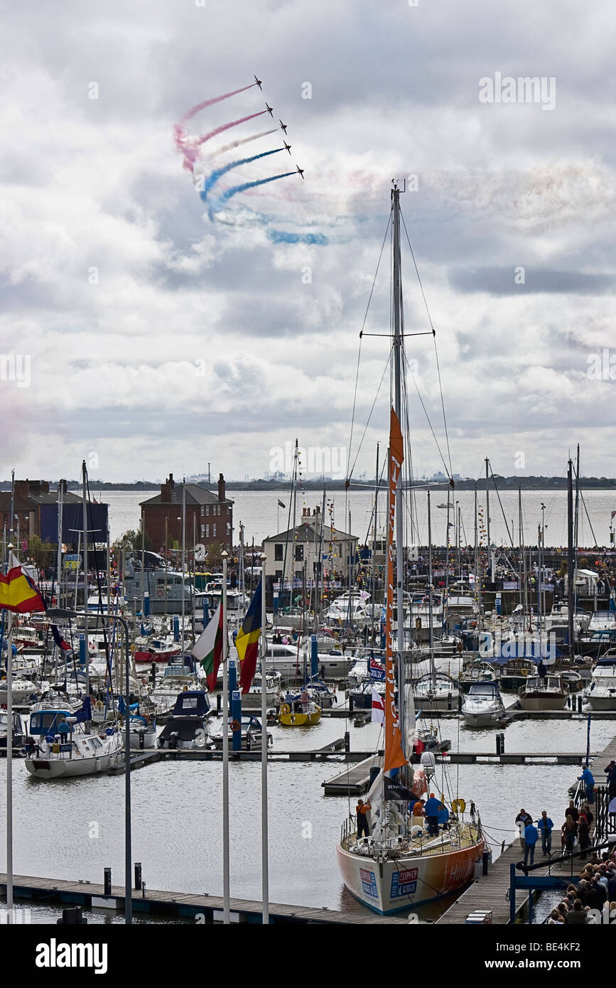 Portrait photograph of the Red Arrows display team at the Humberside ...