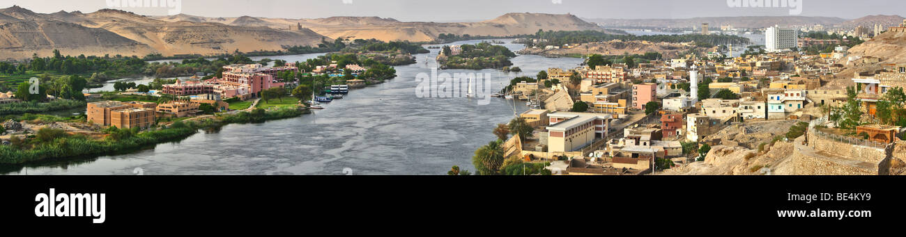 Panoramic view, Aswan, Nile, Nubia, Egypt, Africa Stock Photo - Alamy
