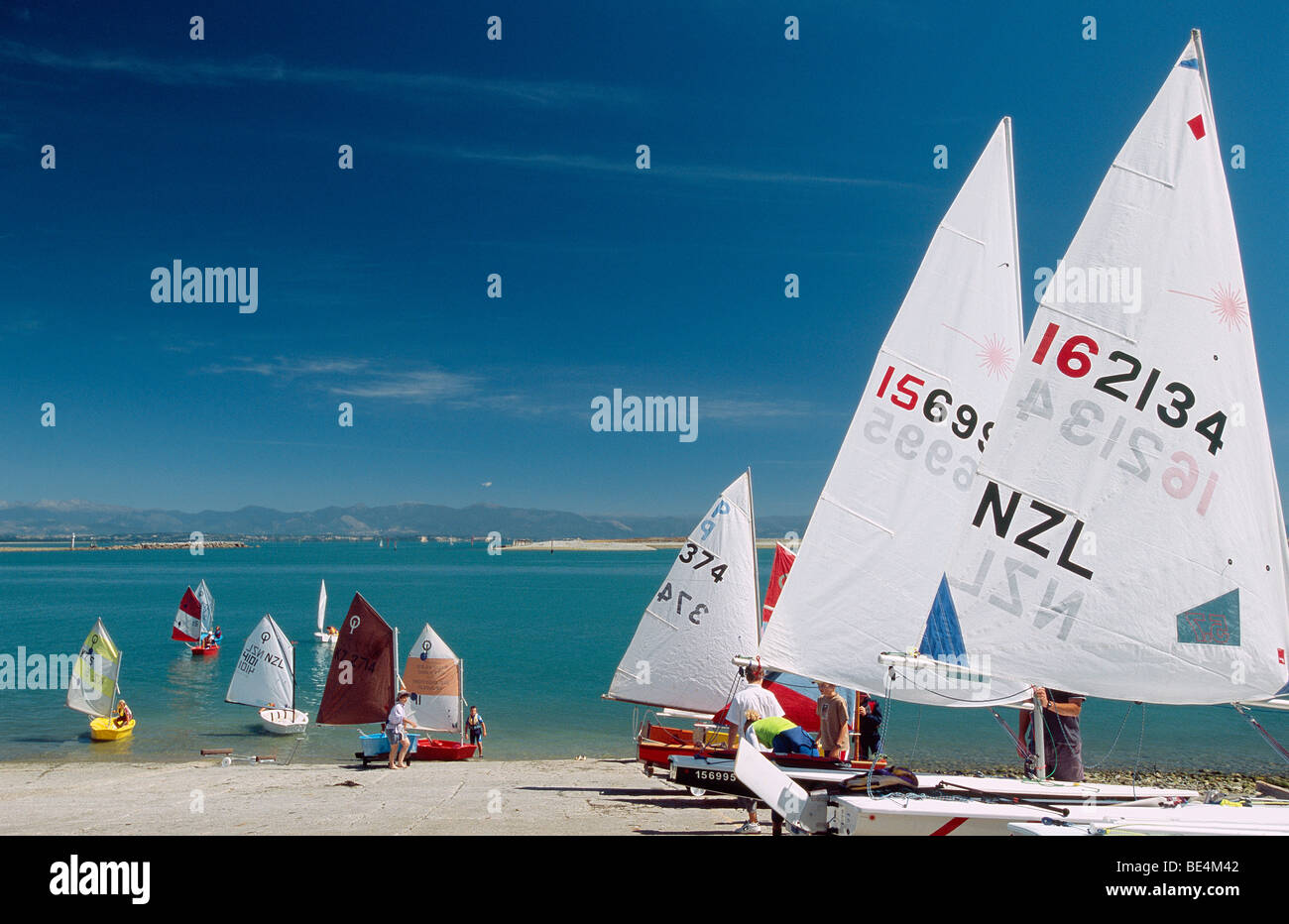 New Zealand - South Island - Nelson, sailboats at beach Stock Photo - Alamy