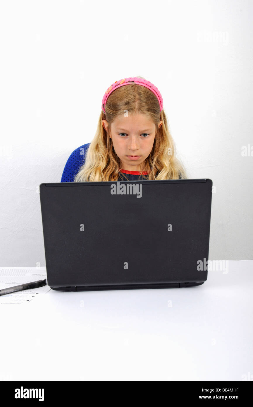 Children computers females girls homework internet kids hi-res stock ...
