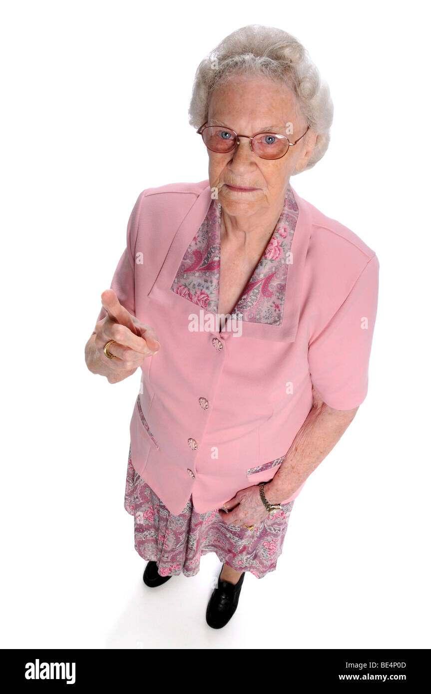 Old woman pointing finger on Cut Out Stock Images & Pictures - Alamy