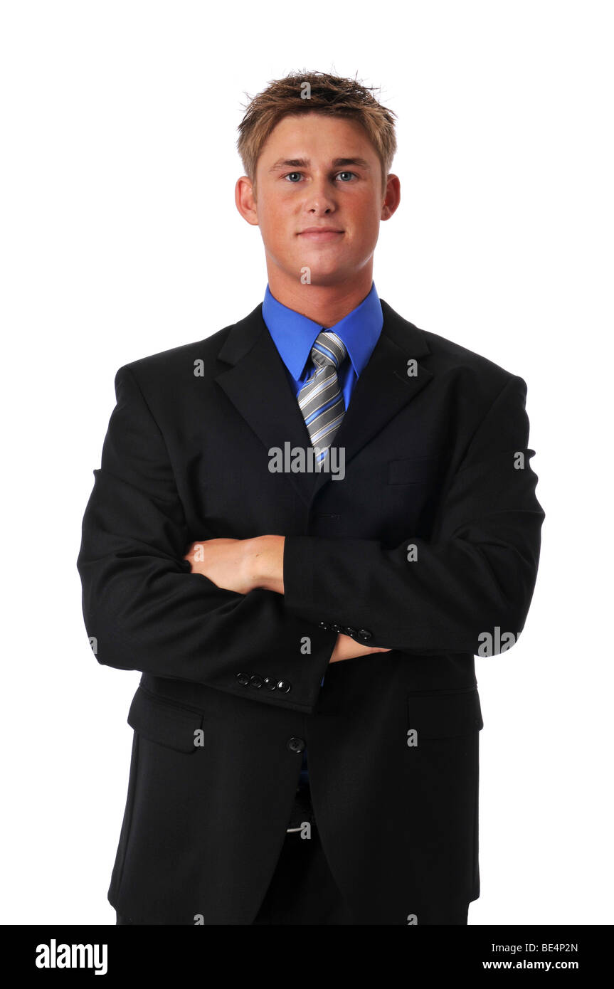 Young businessman standing with confidence isolated on white Stock ...